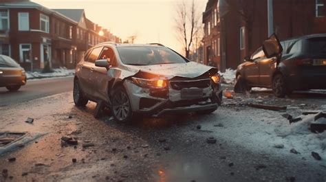 Premium Ai Image Car Accident On The Street Generative Ai