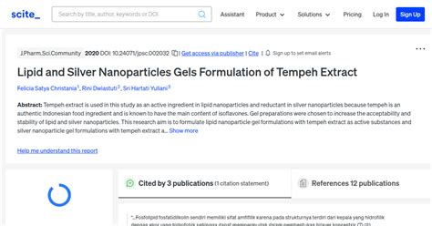 Lipid And Silver Nanoparticles Gels Formulation Of Tempeh Extract