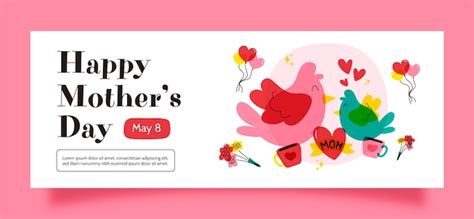 어머니의 날 축하를 위한 플랫 소셜 미디어 표지 템플릿 무료 벡터