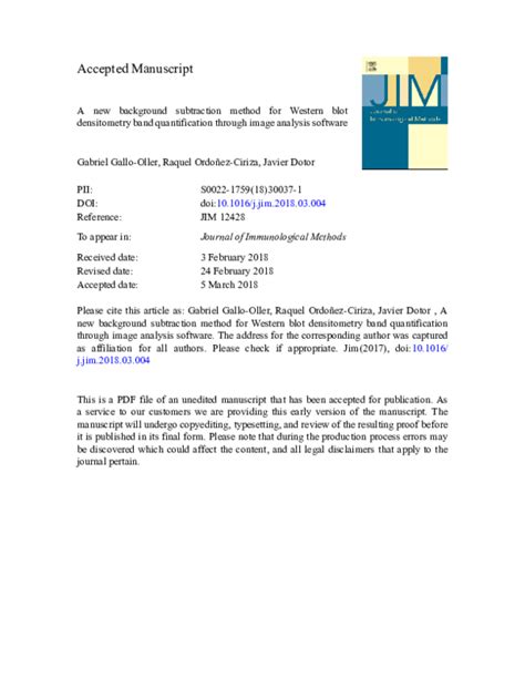 Pdf A New Background Subtraction Method For Western Blot Densitometry Band Quantification