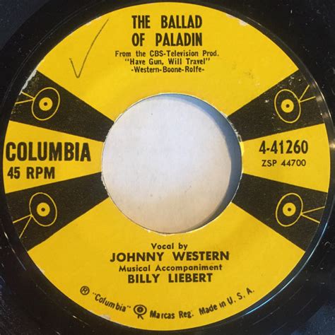Johnny Western The Ballad Of Paladin Vinyl Hollywood Pressing 7
