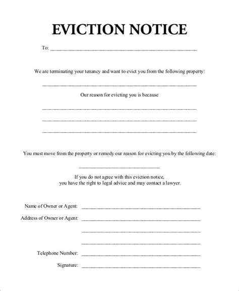 Blank Eviction Notice Template Printable Word Searches