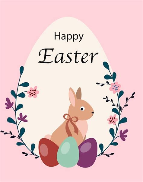 Happy Easter Poster Premium Vector