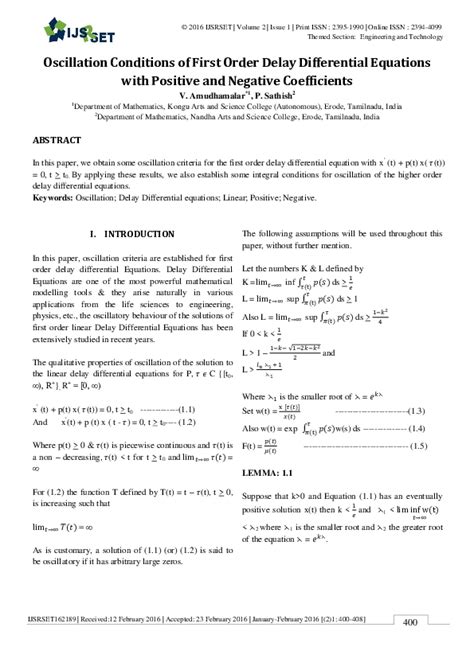Pdf Oscillation Conditions Of First Order Delay Differential Equations With Positive And