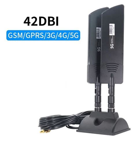 Антенна 3G 4G LTE+ 5G TS9 x2 42 дБ MIMO 2x2 5 м Чорная – фото, отзывы ...