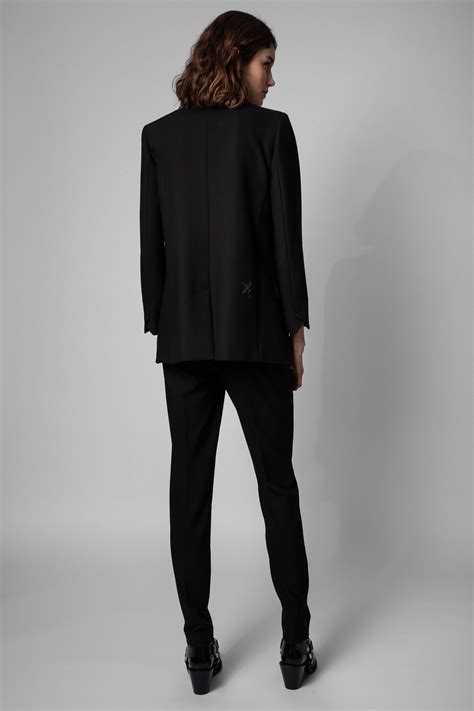 Manteaux And Vestes Zadig And Voltaire Veste Viva Strass Star Noir Femme