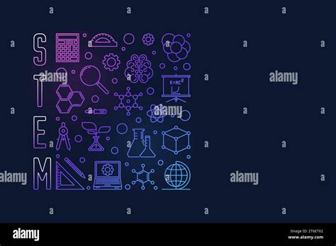 Stem Vector Colored Outline Banner Science Technology Engineering And Mathematics Concept