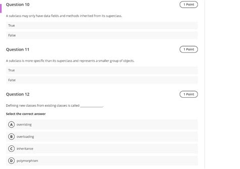 Solved Question A Subclass May Only Have Data Fields And Chegg