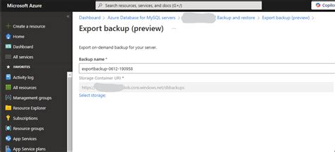 How To Export Azure Database For MySQL Server To Blob Server Fault
