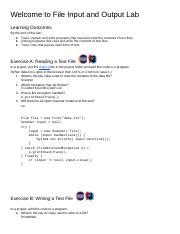 Team Lab File Input And Output Lab Docx Welcome To File Input And Output Lab Learning