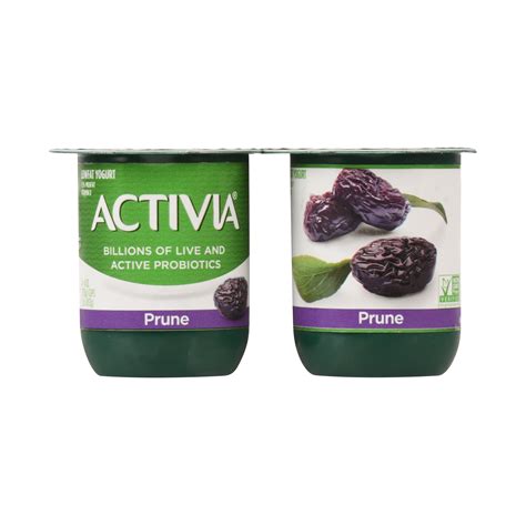 Diet Info For Activia Lowfat Probiotic Prune Yogurt 4 Oz Cups Spoonful