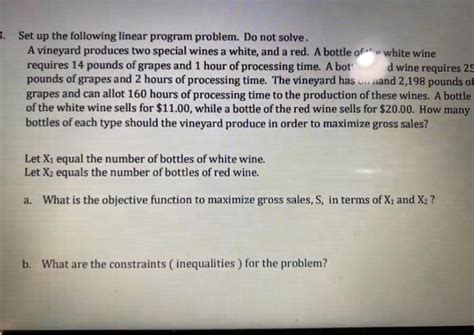 Solved 3 Set Up The Following Linear Program Problem Do