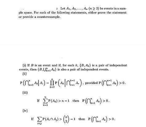 solved let a1 a2 an n 2 be events in a sam ple