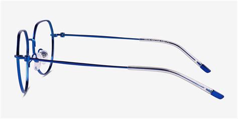 Zeus Round Shiny Blue Full Rim Eyeglasses Eyebuydirect