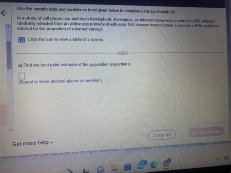 Solved Use The Sample Data And Confidence Level Given Below