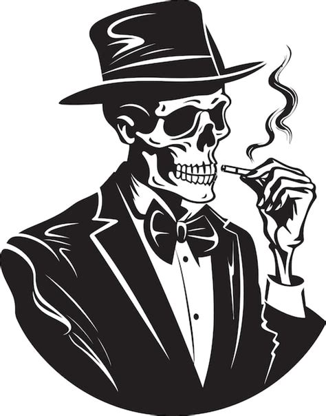Premium Vector A Skull Smoking A Cigarette With A Man Smoking A Cigarette