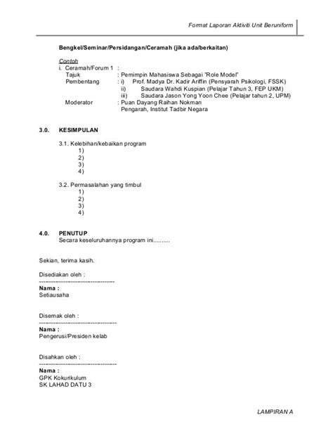 Contoh Laporan Ringkas Aktiviti Sekolah