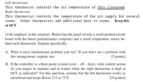 Left This Thermostat Controls The Air Temperature Of Chegg
