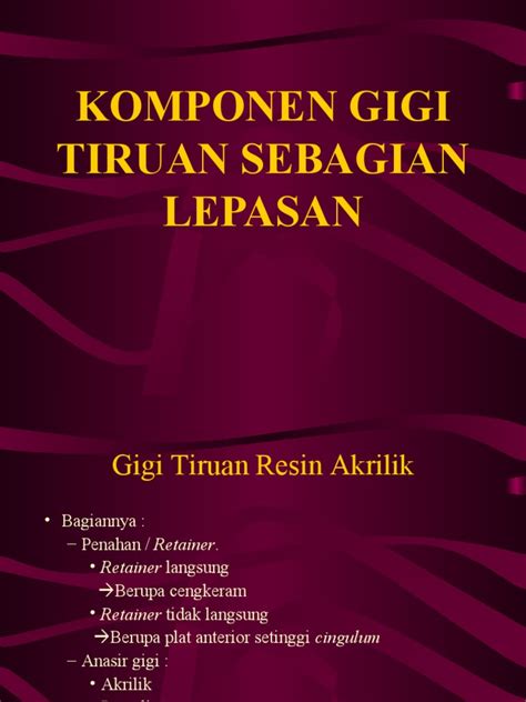 Komponen Gigi Tiruan Sebagian Lepasan Yang Baru Pdf