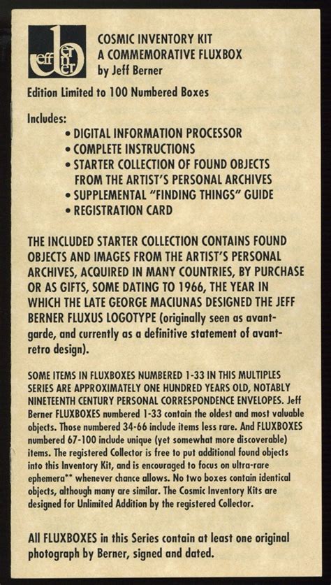 [art Prospecuts] Cosmic Inventory Kit A Commemorative Fluxbox By