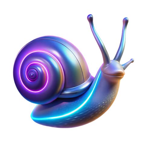 Neon Snail 3D Render Iridescent Shell Spiral Abstract Background