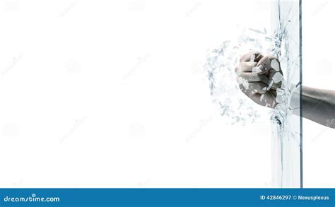 Man Breaking Glass Stock Image Image Of Force Boxing 42846297