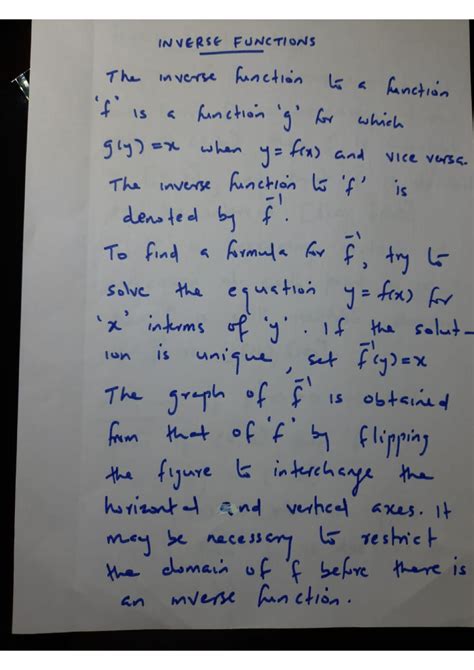 2nd Sem Maths Inverse Functions Bsc Maths Studocu