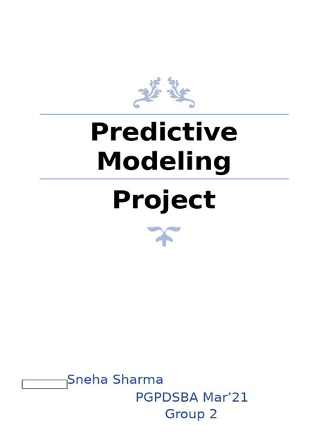 predictive modelling project 2 pdf receiver operating
