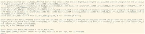 Bug Insert Into Table Select From External Table Which 100w Rows