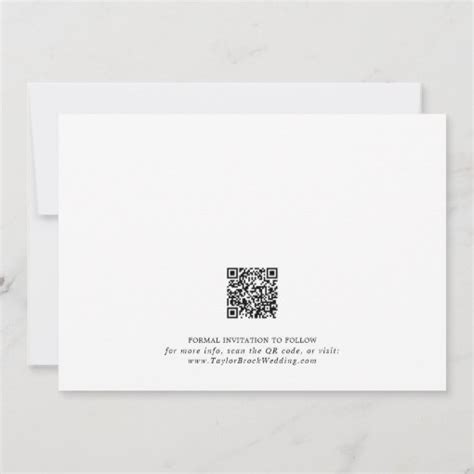 Romantic Calligraphy QR Code Horizontal Save The Date Zazzle