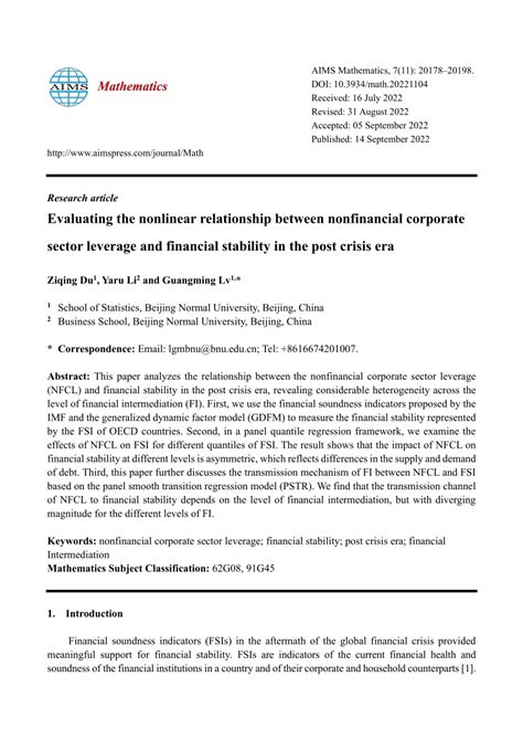 Pdf Evaluating The Nonlinear Relationship Between Nonfinancial