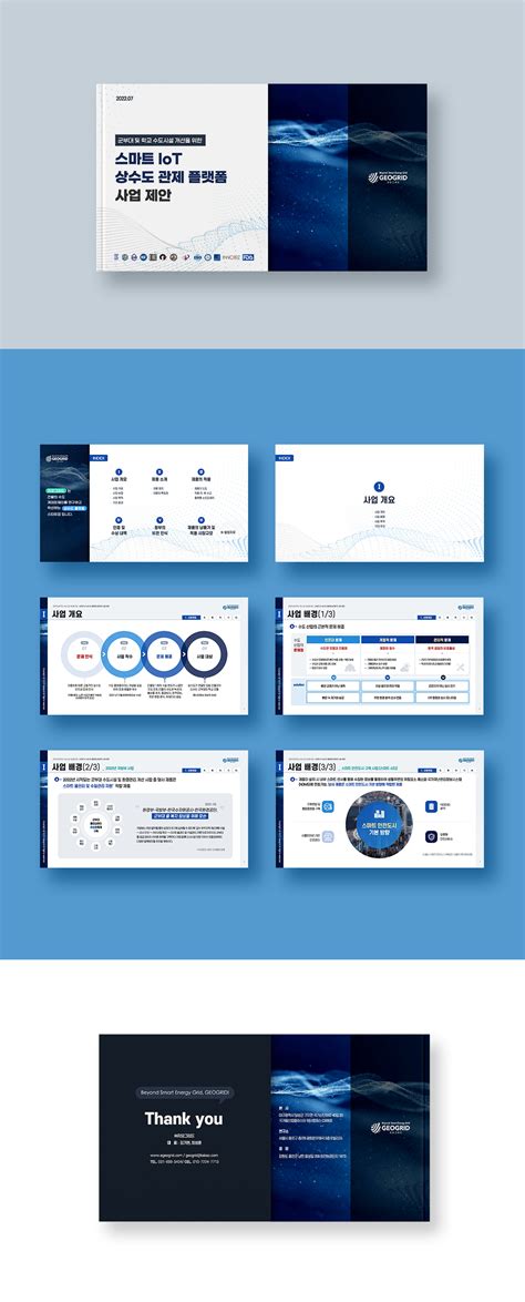 The Blue And White Website Design Is Shown In Three Different Sections