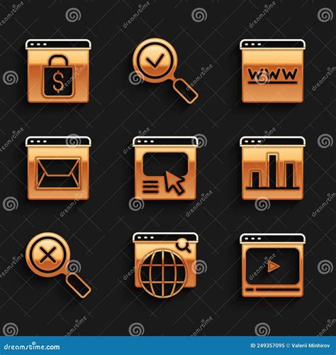 Set Ui Or Ux Design Search Engine Online Play Video Graph Chart Infographic Magnifying Glass