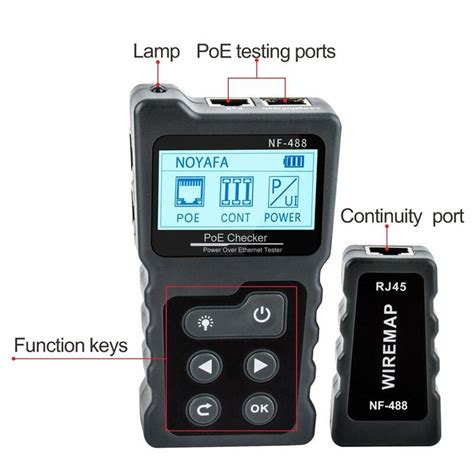 Noyafa Lcd 네트워크 케이블 테스터 Lan 테스트 Poe 검사기 Nf 488 인라인 Poe 전압 전류 테스터 케이블