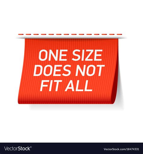 one size does not fit all label royalty free vector image