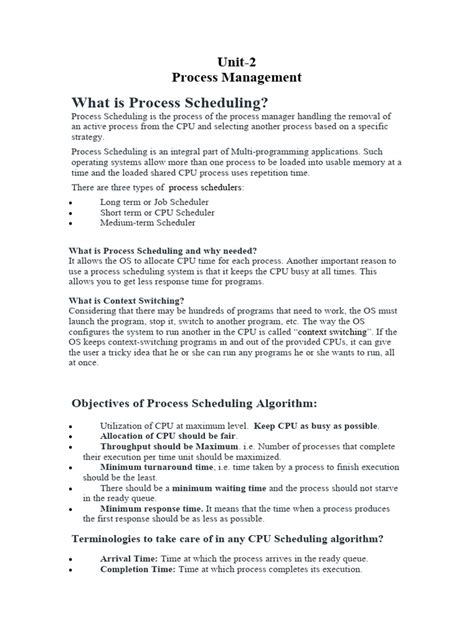 Unit 2 Part 2 Pdf Scheduling Computing Process Computing