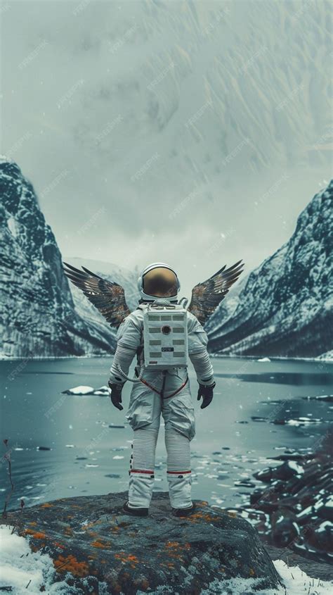 There Is A Man In An Astronaut Suit Standing On A Rock Generative Ai