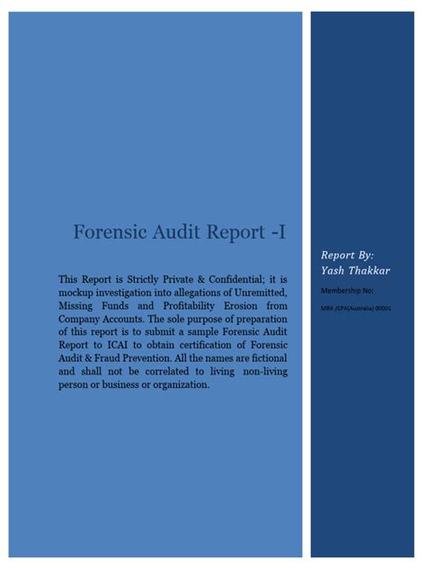 Forensic Audit Report 1 Yash D Thakkar Pdf Audit Financial Audit