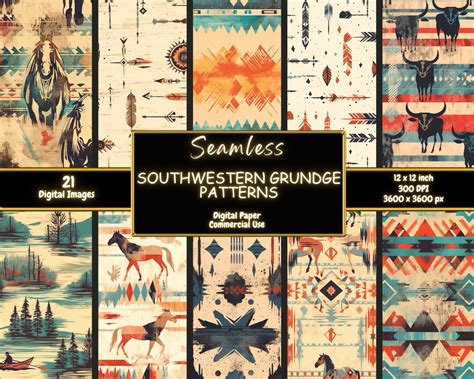 Southwestern Grundge Patterns Seamless Digital Download American Indian