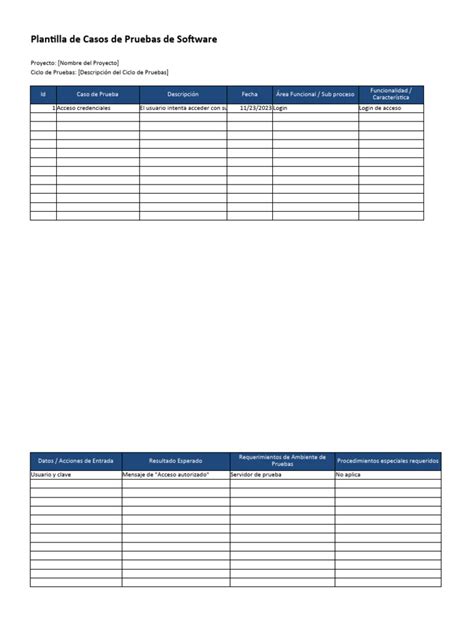 Plantilla De Casos De Prueba Descargar Gratis Pdf Software