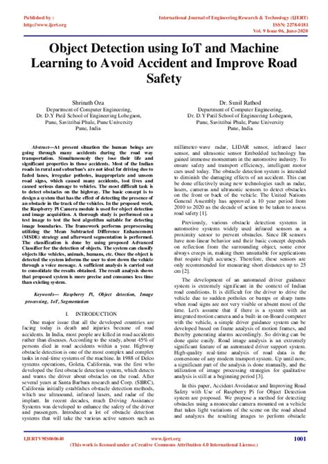 pdf iot driven object detection for road safety