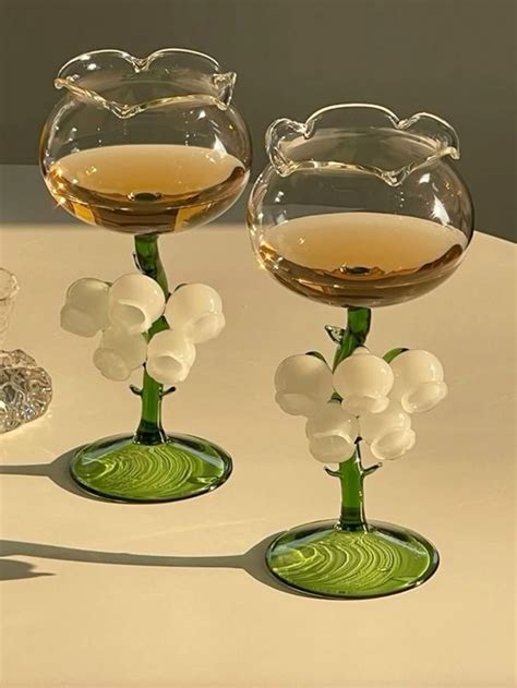 Flower Wine Glasses Cute Room Decor