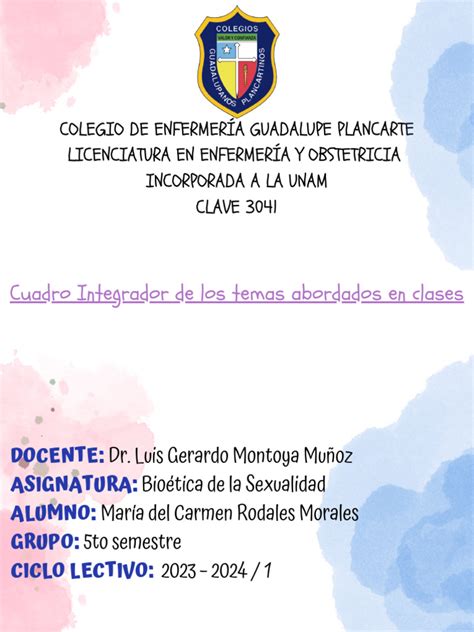 Cuadro Integrador Bioetica De La Sexualidad Pdf