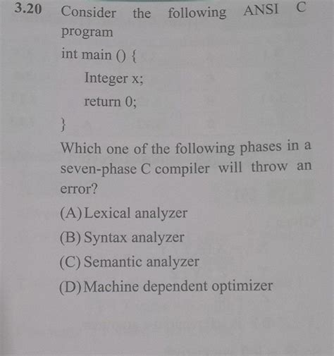 Solved 3 20 Consider The Following ANSI Programint Main Chegg