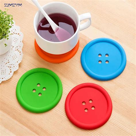 1pc Buttons Cup Pad Tableware Silicone Cup Pad Coaster Placemats Cup
