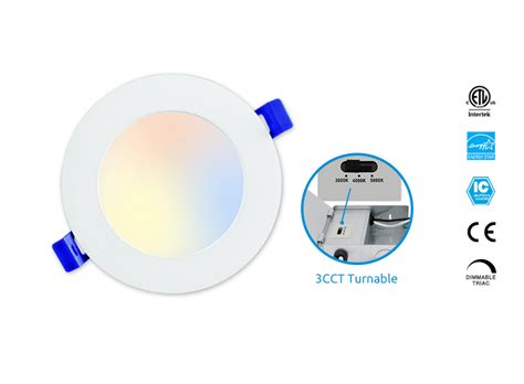 CCT Flat Slim Panel Light K K K Selectable Round LED Recessed Flat Panel Light