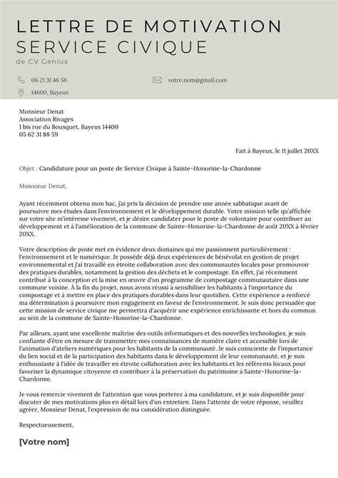 Lettre De Motivation Service Civique Conseils Et Exemple
