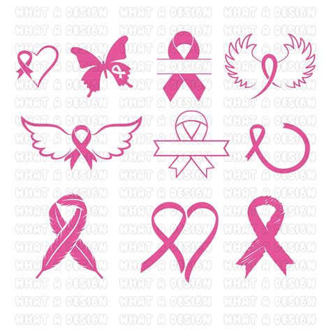 Pink Cancer Ribbon Svg Awareness Ribbon Svg Bundle Breast Cancer Svg