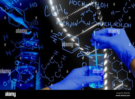 Scientist Stirring Liquid With Glass Rod Dripping Reagent Into Test