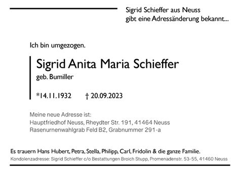 Alle Traueranzeigen Für Sigrid Anita Maria Schieffer Trauer Rp Online De
